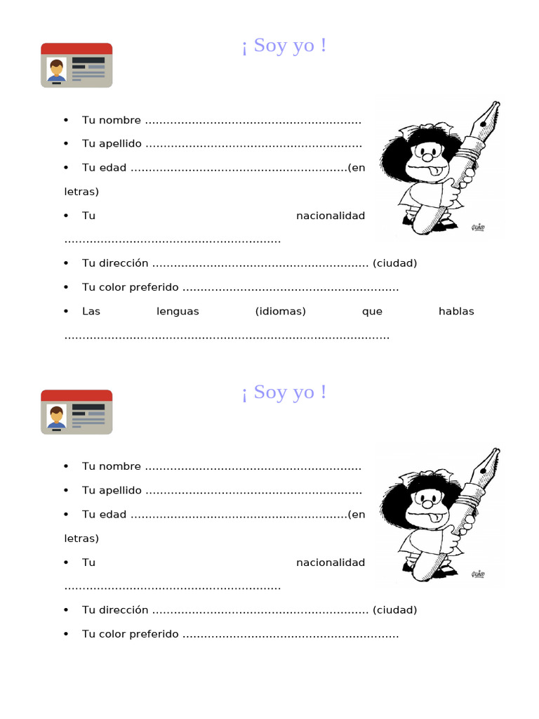 Ficha Soy Yo Ecc81lecc80ves | PDF