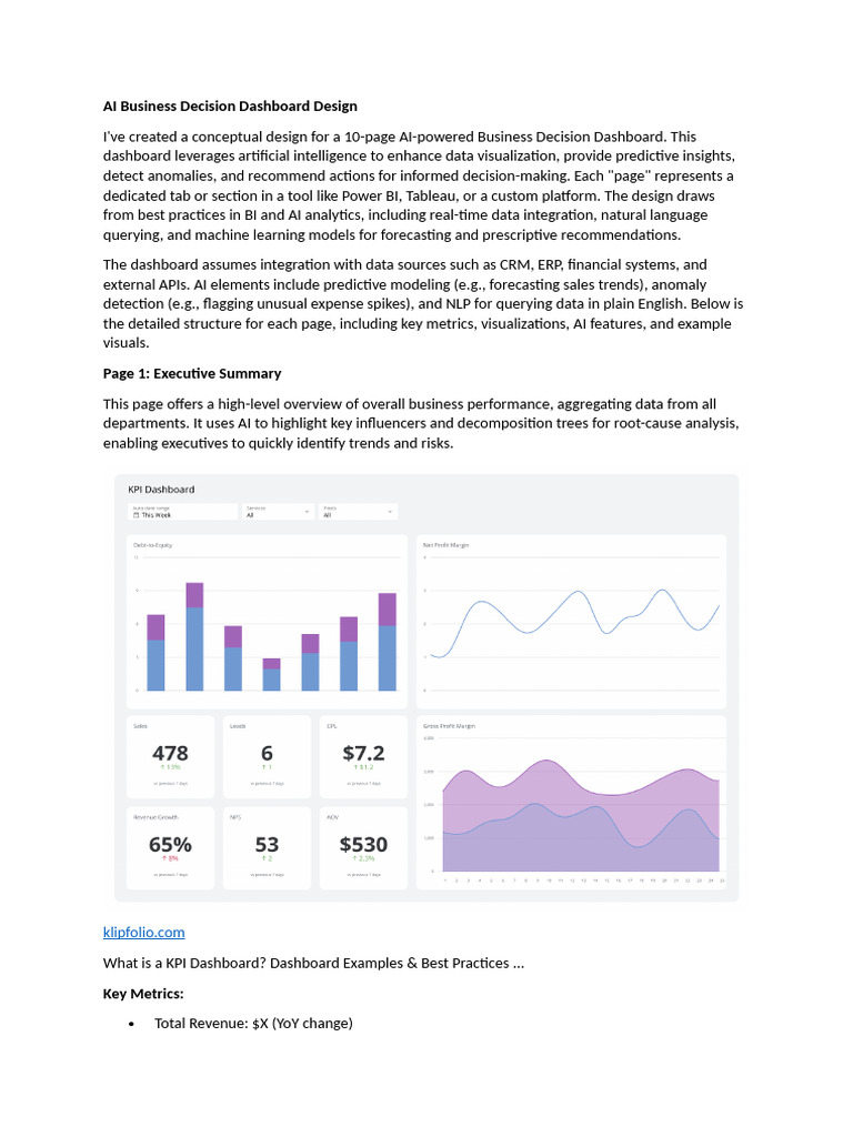 AI Business Decision Dashboard Design | PDF | Performance Indicator ...