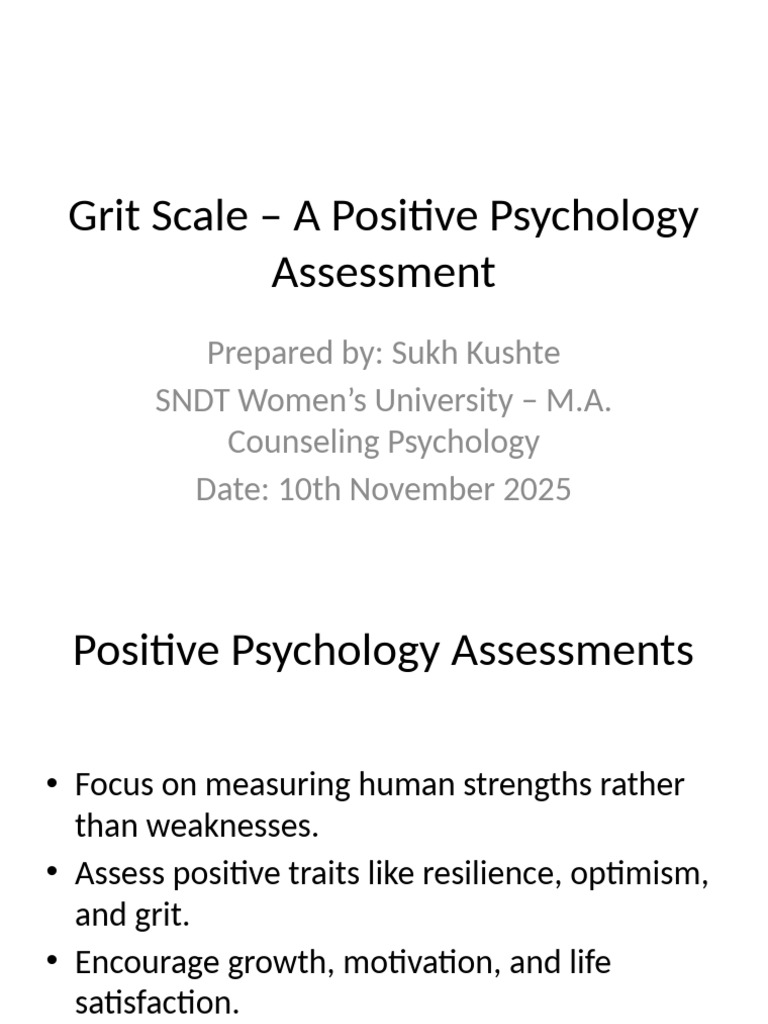 Grit Scale: Assessing Perseverance & Passion | PDF | Grit (Personality ...