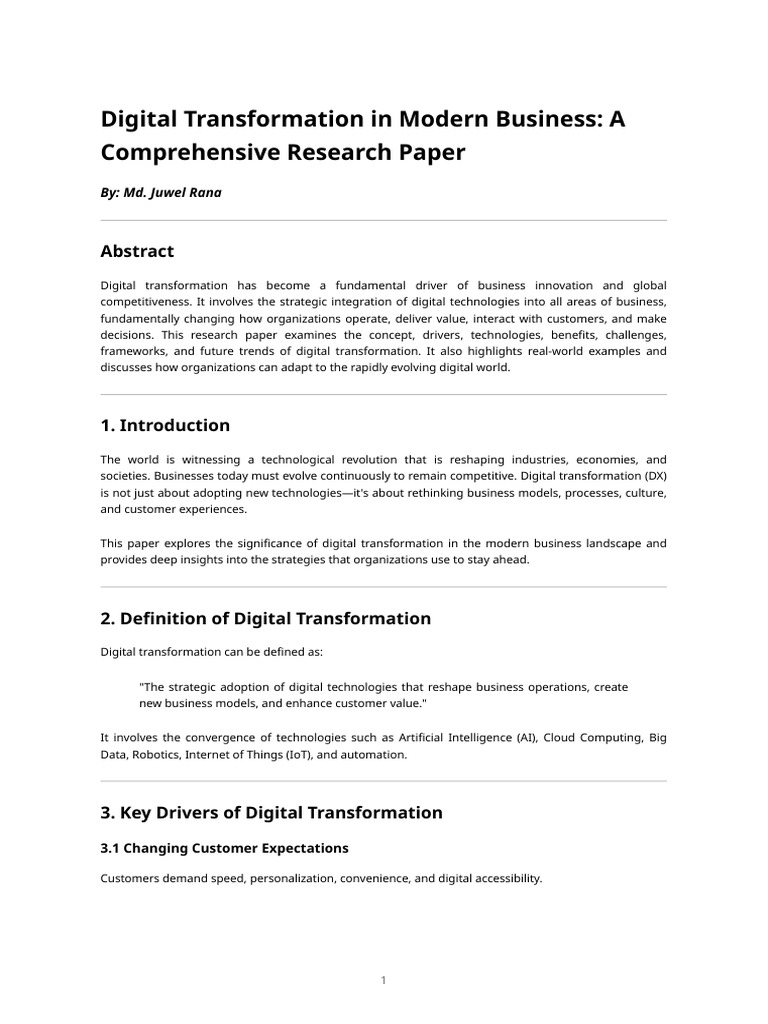 Digital Transformation in Business Today | PDF | Cloud Computing ...