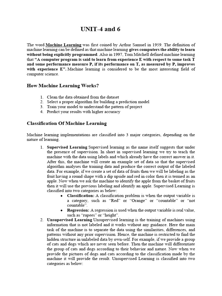 UNIT-4 and 6 | PDF | Linear Regression | Errors And Residuals
