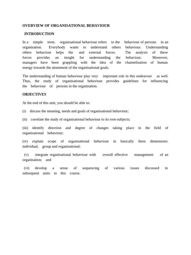Organisation Behavior Note1 | PDF | Organizational Behavior | Behavior