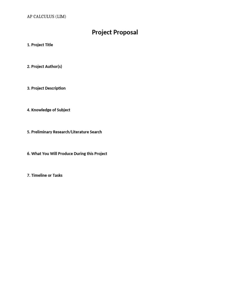 AP Calculus Project Proposal Guide | PDF