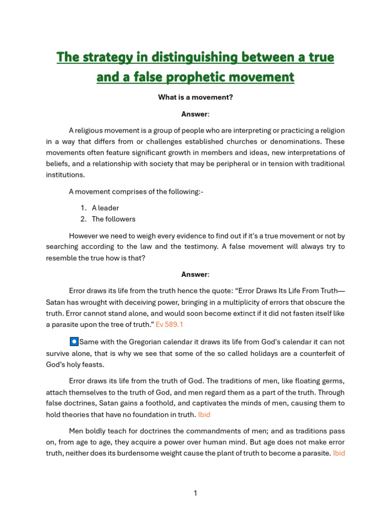 True vs. False Prophetic Movements | PDF | Joseph Smith | Prophecy