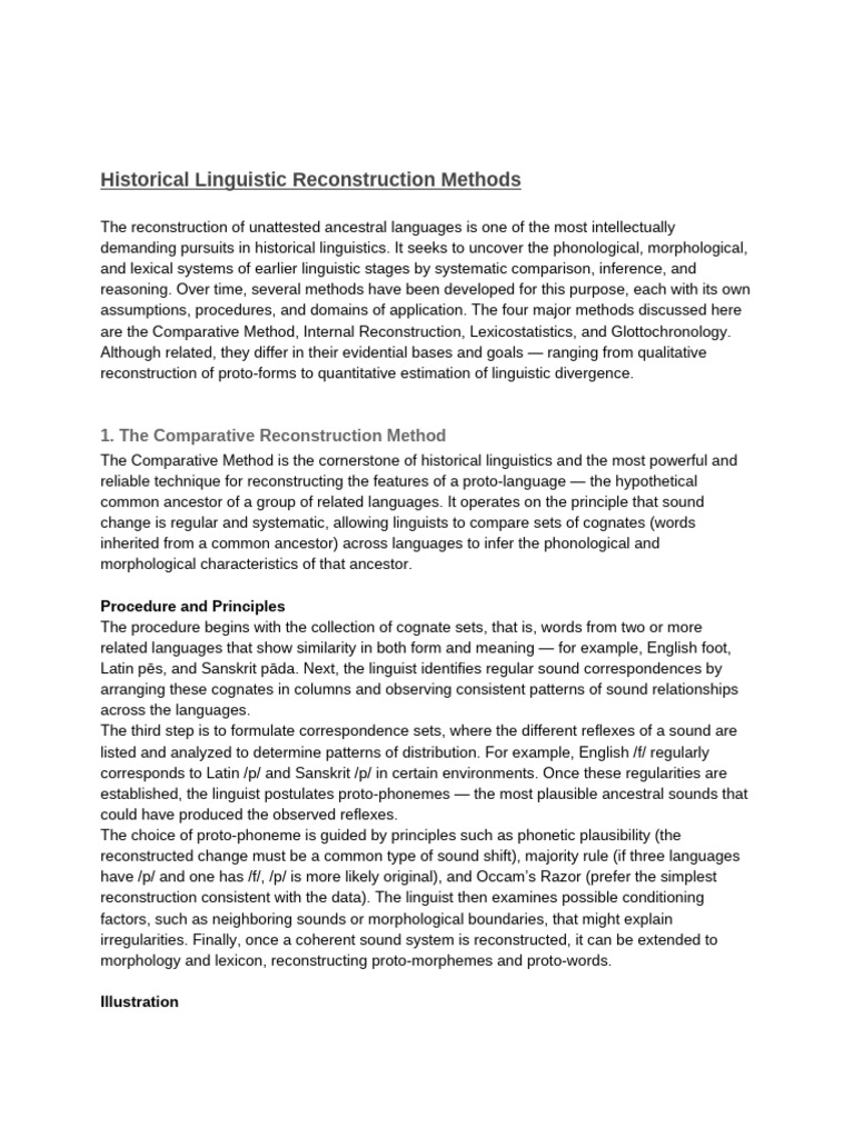 Historical Linguistic Reconstruction Methods | PDF | Linguistics ...