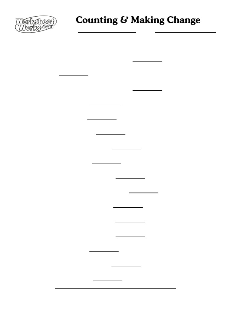 WorksheetWorks Counting Making Change 1 | PDF | Nickel (United States ...