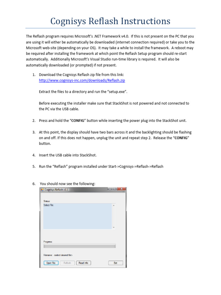 Cognisys Reflash Setup Guide | PDF