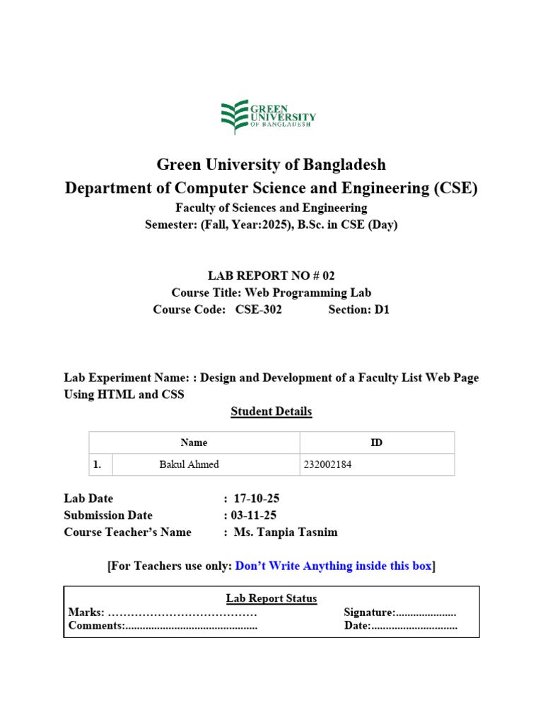 Web Lab -02 | PDF | Page Layout | Html