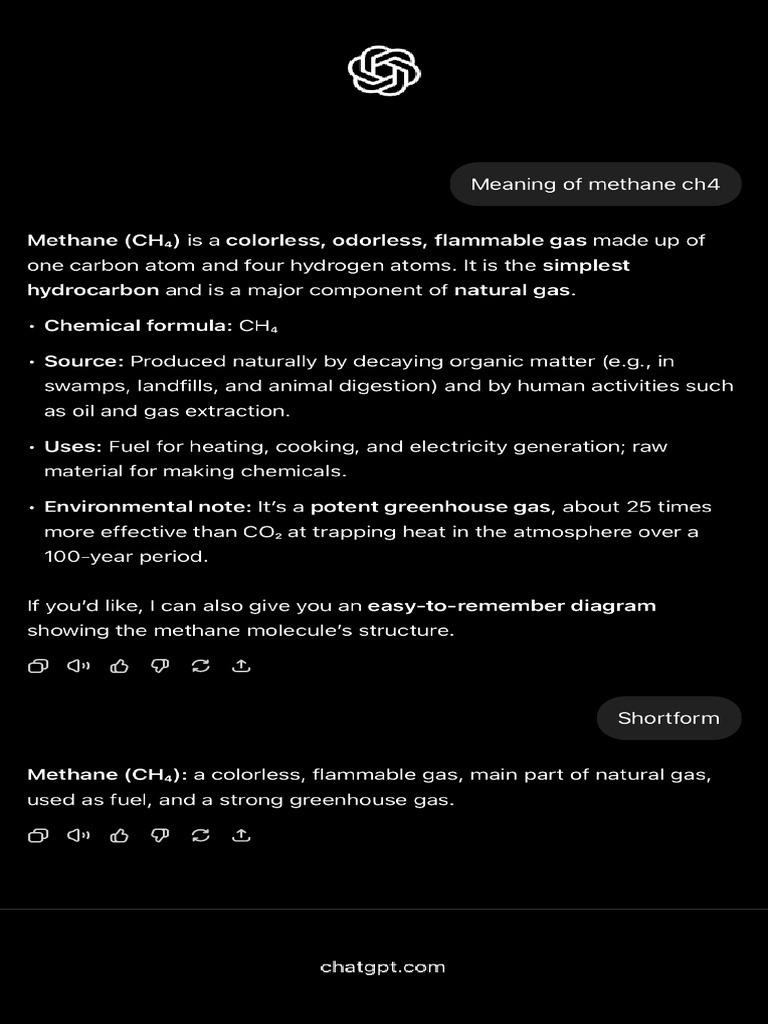 Meaning of Methane CH4 | PDF