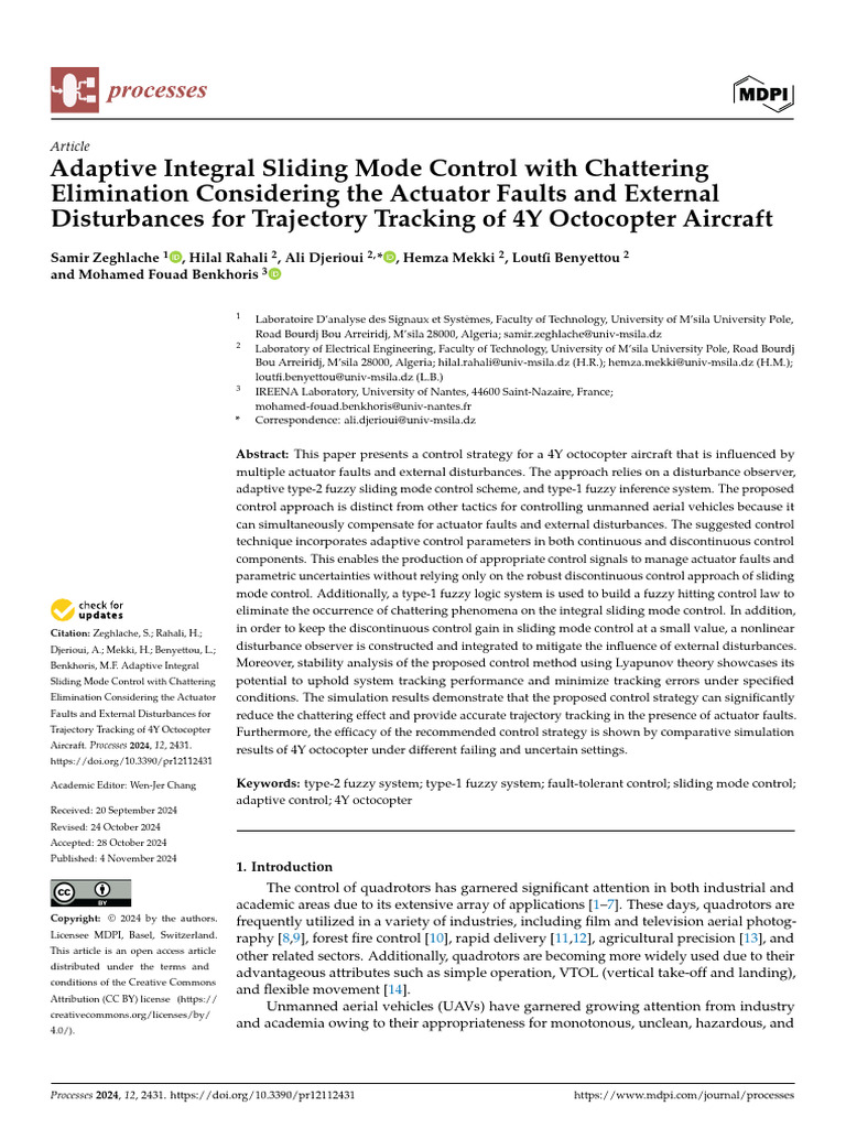 Adaptive Integral Sliding Mode Control With Chatte | PDF | Control Theory | Unmanned Aerial Vehicle