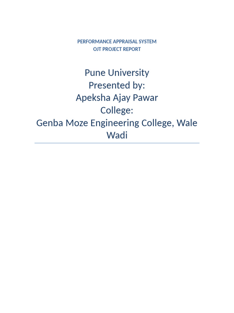 Performance Appraisal System Ojt Project | PDF | Performance Appraisal | Evaluation