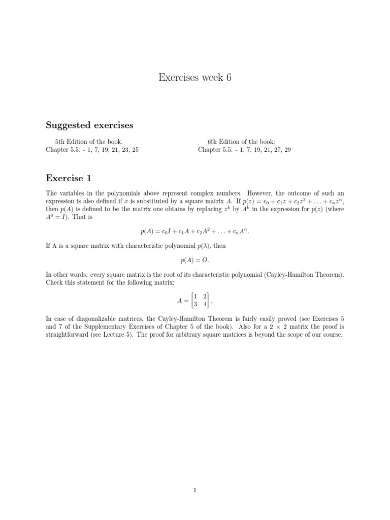 Exercises Tutorial 6 | PDF | Eigenvalues And Eigenvectors | Matrix (Mathematics)