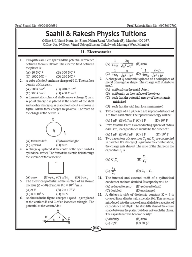 Electrostatics Revision 1 | PDF | Capacitor | Capacitance