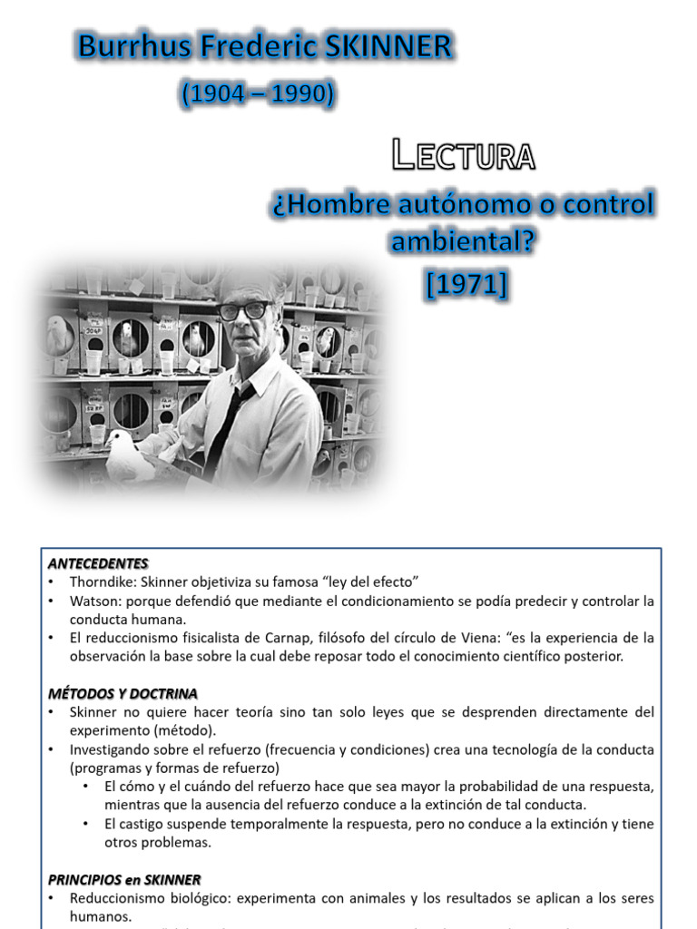 Skinner: Conductismo y Control Ambiental | PDF | Behaviorismo ...