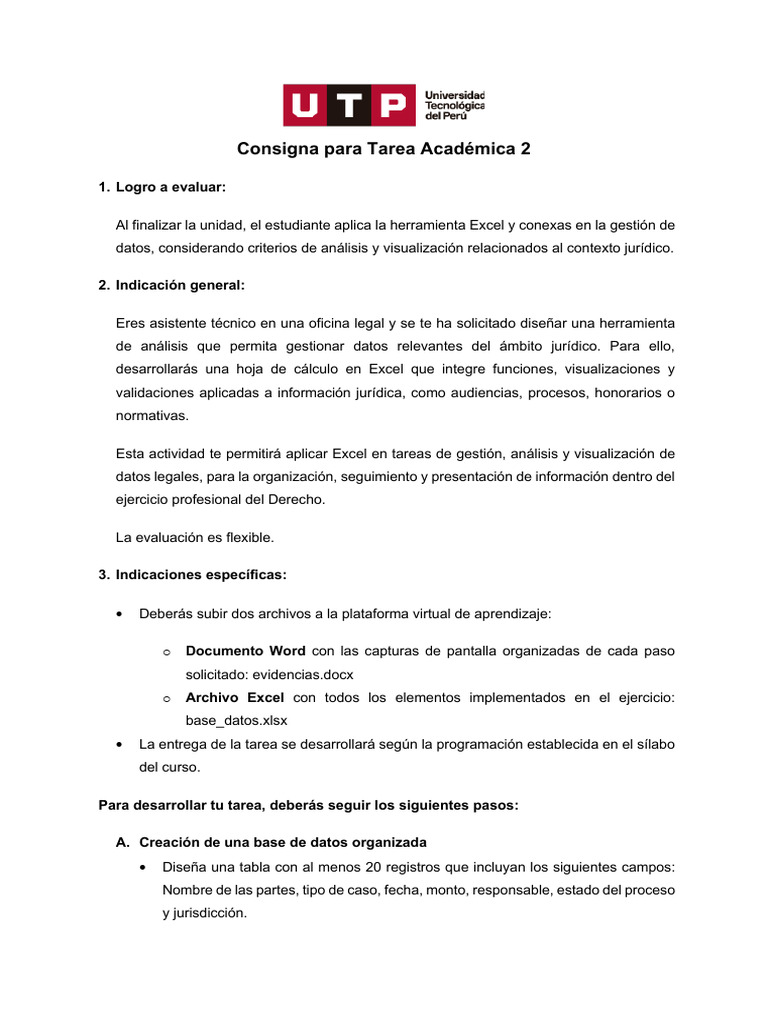 TA2_INDICACIONES Y RÚBRICA_D36H | PDF | Microsoft Excel | Informática