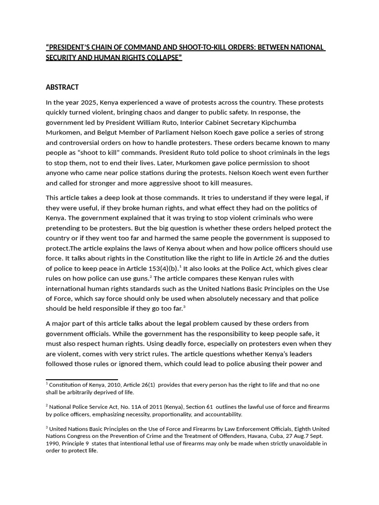 Presidents Chain of Command Shoot To Kill Orders | PDF | Use Of Force ...