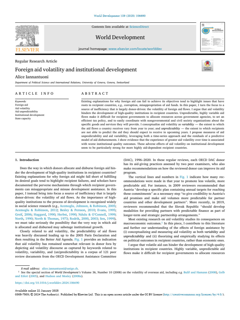 Impact of Aid Volatility on Institutions | PDF | Aids | Aid Effectiveness