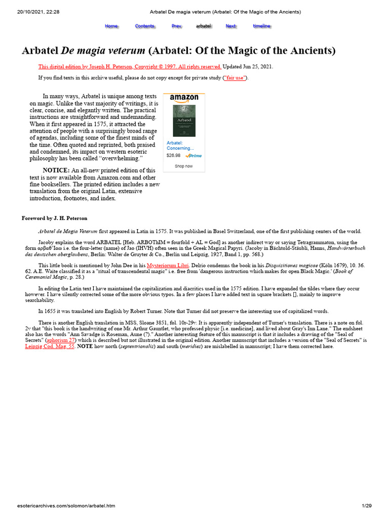 Arbatel De Magia Veterum Overview | PDF | Religious Belief And Doctrine ...