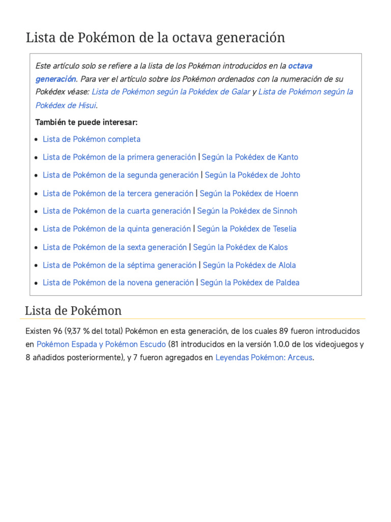 Lista de Pokémon de La Octava Generación - WikiDex, La Enciclopedia ...