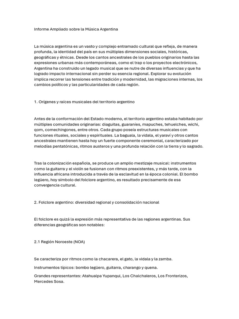 Informe Ampliado Sobre La Música Argentina | PDF | Musica Tango ...