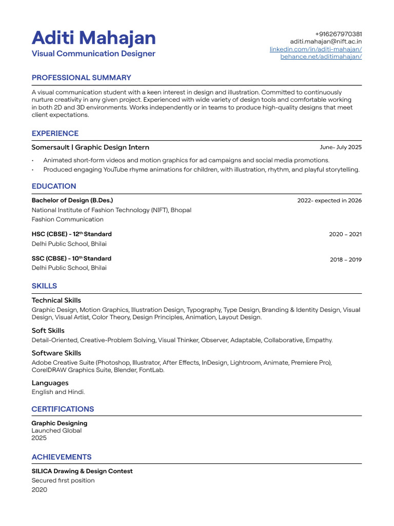 Aditi Mahajan Resume | PDF