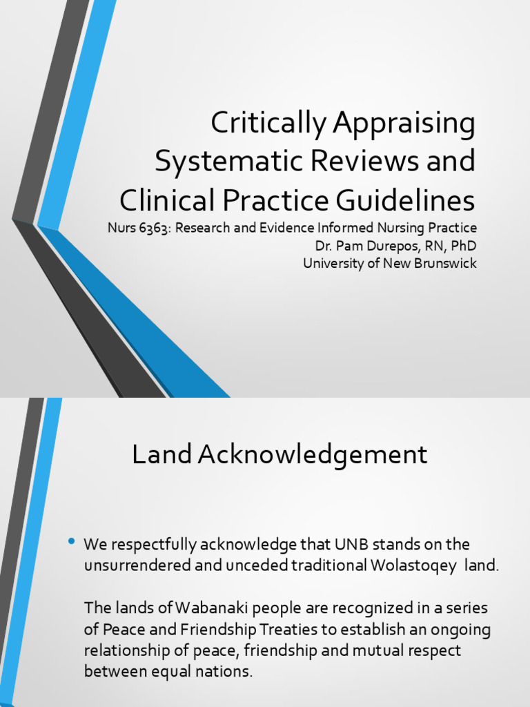 Critical Appraisal of Systematic Reviews and Clinical Practice Guidelines | PDF | Systematic ...