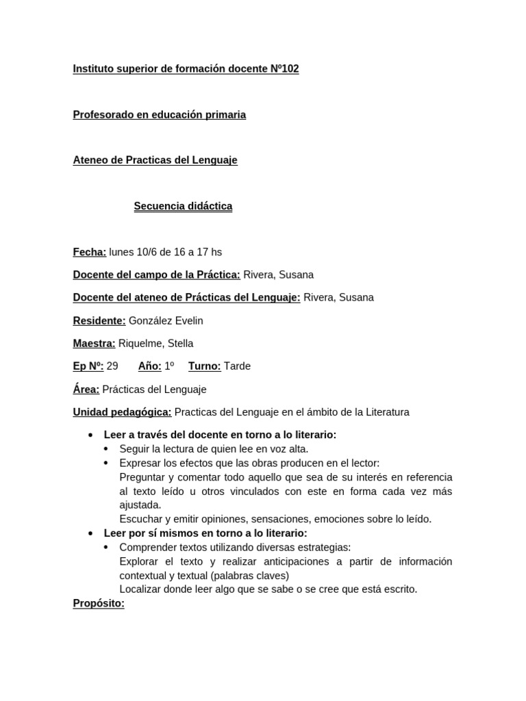 Secuencia Intentiva Clase 1. Practica Del Lenguaje | PDF | Maestros ...