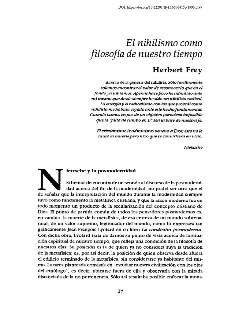 I Deltoro,+99 Frey El Nihilismo | PDF | Friedrich Nietzsche | Nihilismo