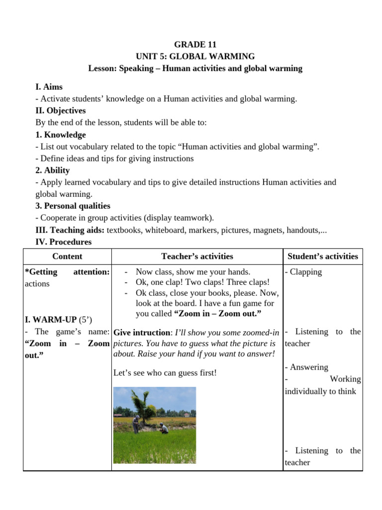 GRADE 11 - Unit 5. Speaking | PDF