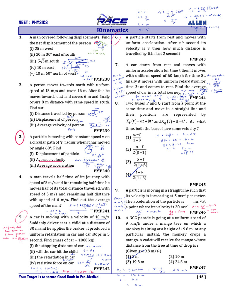 RACE Kinematics | PDF | Acceleration | Applied And Interdisciplinary ...