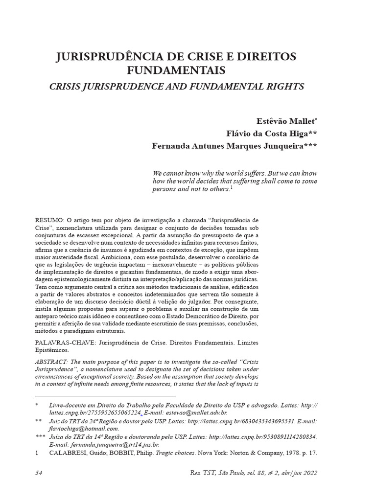 2022 Mallet Estevao Jurisprudencia Crise | PDF | Estado | Doutrina