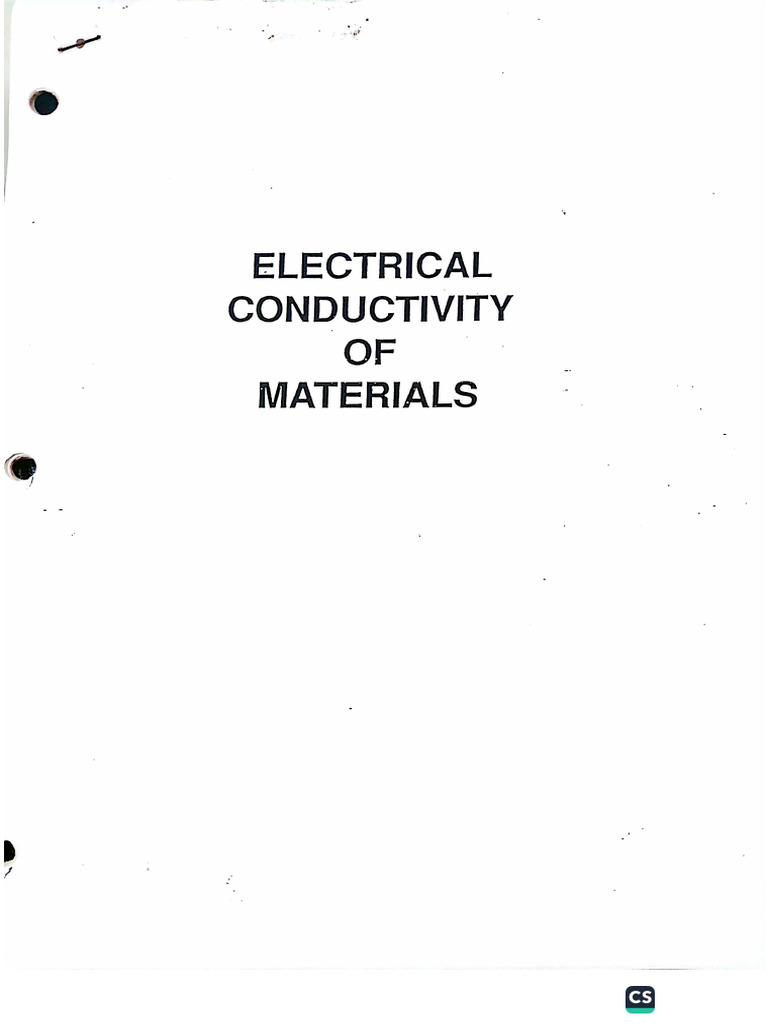 Electrical Conductivity of Materials | PDF