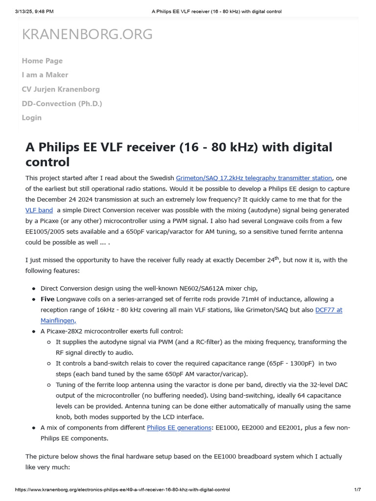 A Philips EE VLF Receiver (16 - 80 KHZ) With Digital Control | PDF ...