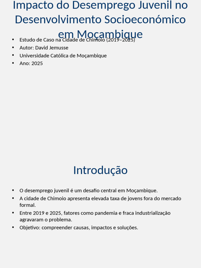 Desemprego Juvenil e Desenvolvimento em Chimoio | PDF | Desemprego ...