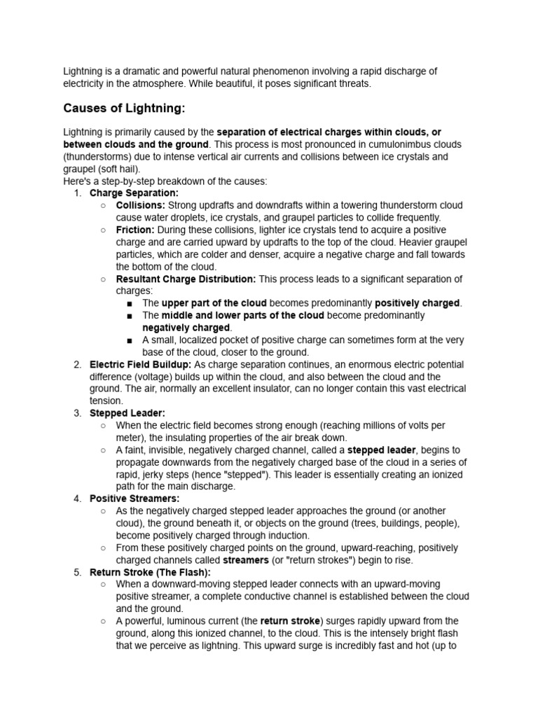 Indicating The Causes of Lightning, Describe T.. | PDF | Lightning ...