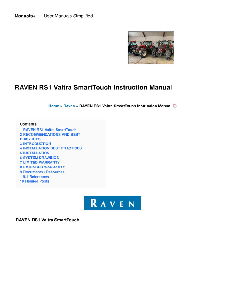 RAVEN Rs1-Valtra-Smarttouch-Manual | PDF | Electrical Connector | Legal ...