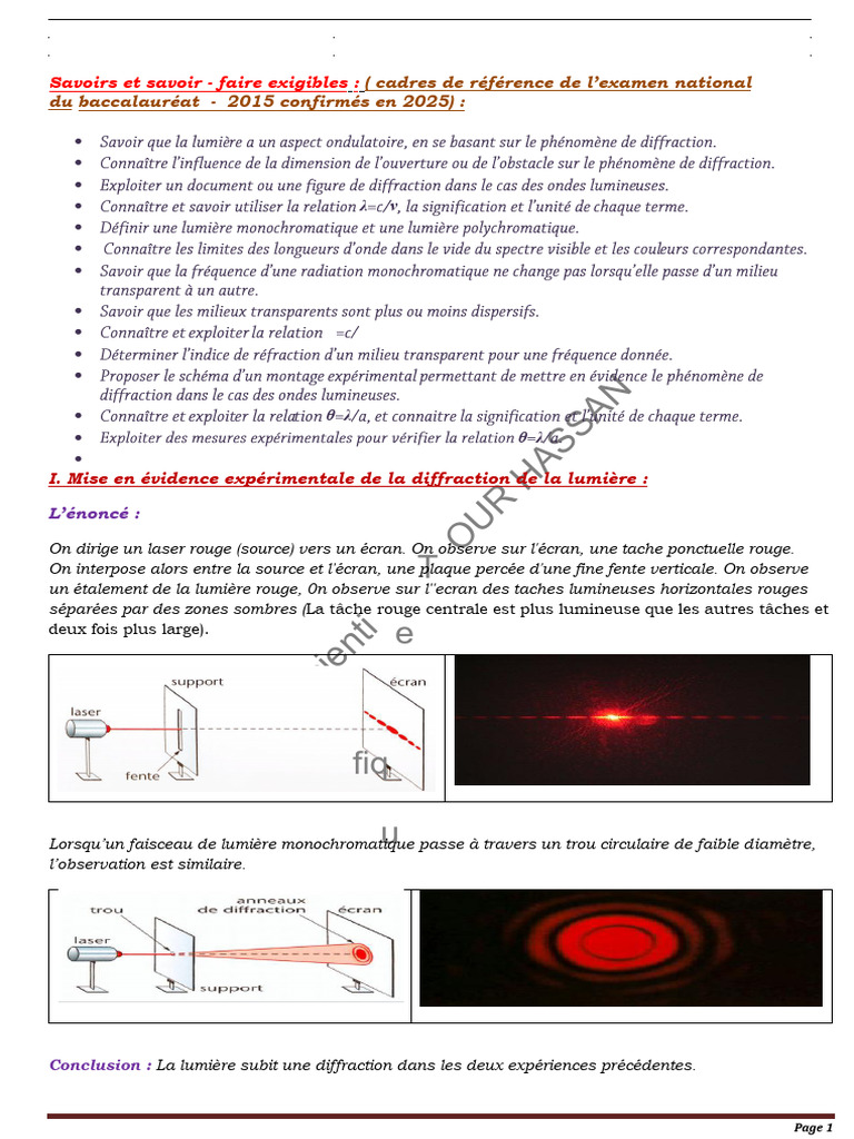 Diffraction de la lumière et ses propriétés | PDF | Réfraction | Lumière