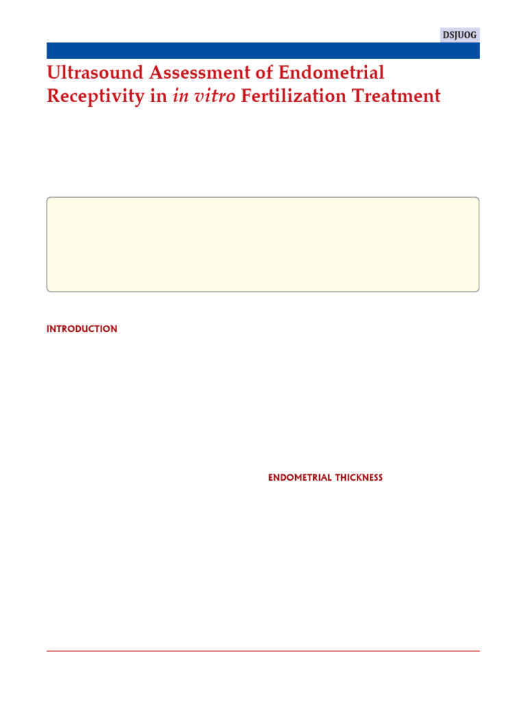 Ultrasound and Endometrial Receptivity in IVF | PDF | In Vitro ...