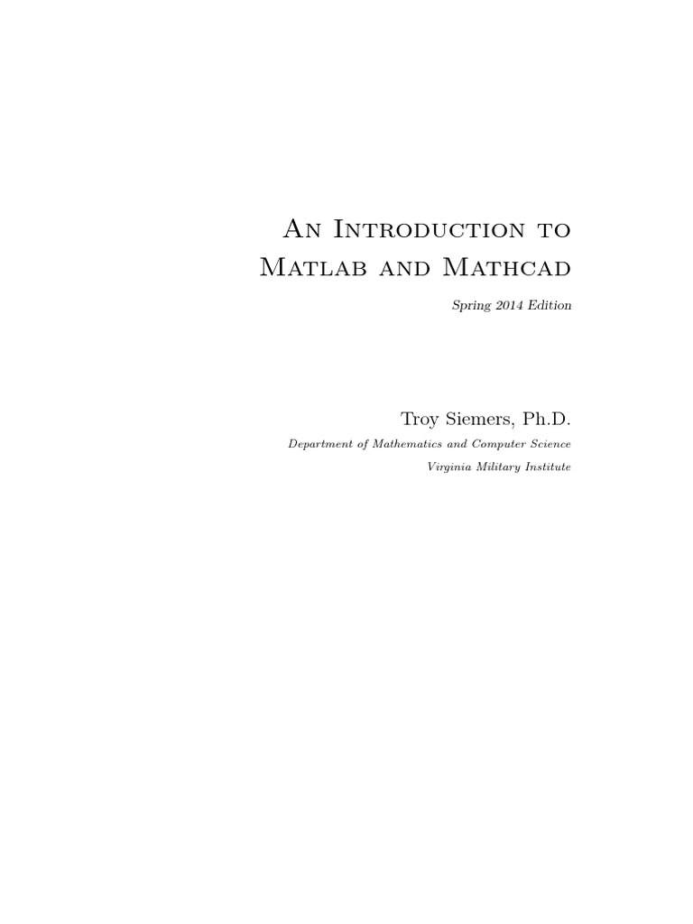 Introduction to Matlab and Mathcad | PDF | Matrix (Mathematics ...
