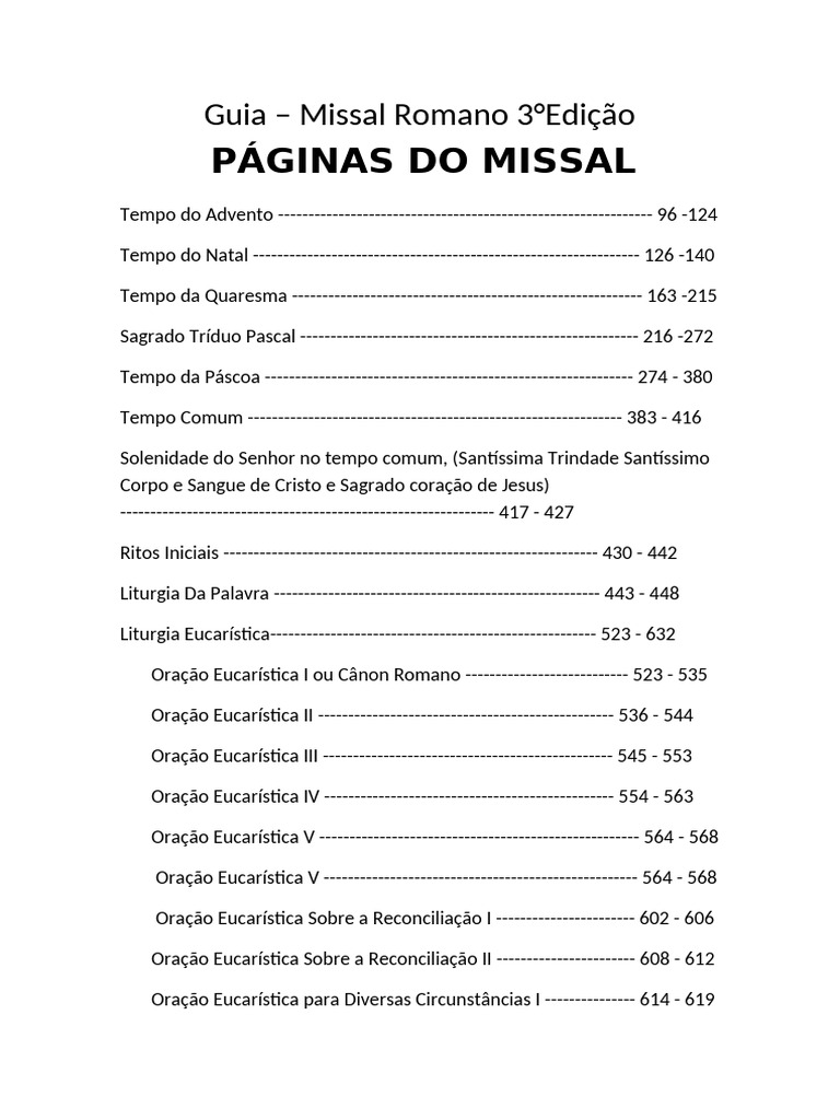Guia Missal Romano 3°edição | PDF | Eucaristia | Adoração e liturgia cristã
