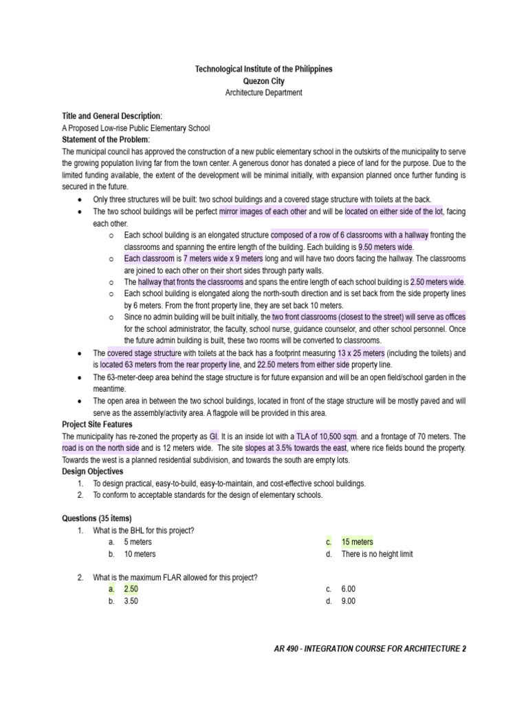 Proposed Elementary School ICA 2 | PDF | Classroom | Tile