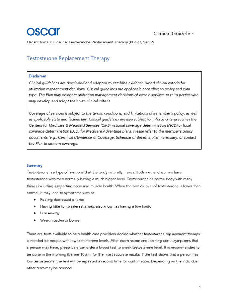 PG122 Testosterone Replacement Therapy | PDF | Endocrinology | Medicine