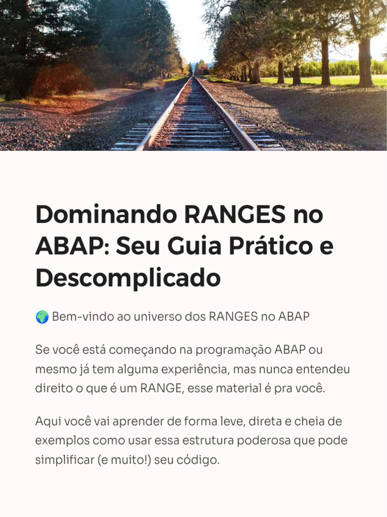 RANGES no ABAP: Guia Prático e Completo | PDF