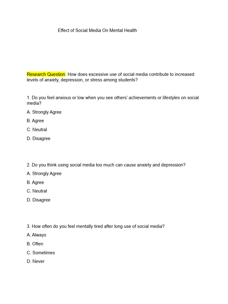 Social Media's Impact on Mental Health | PDF