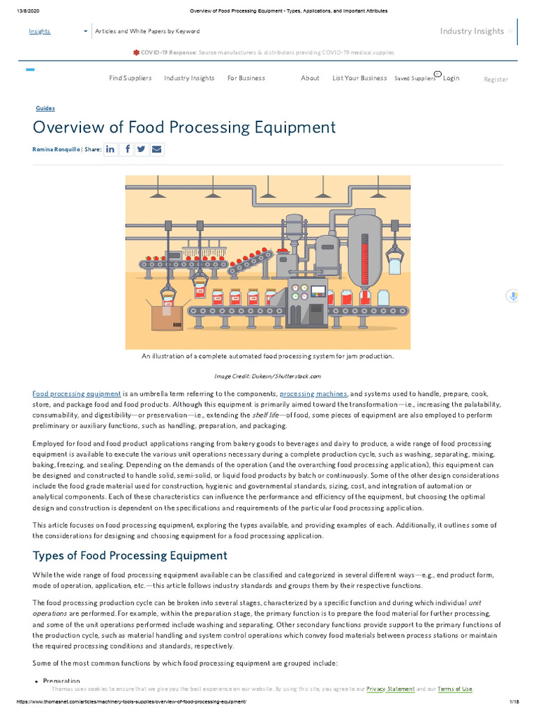 Food Processing Equipment Overview | PDF | Food Preservation | Mill ...