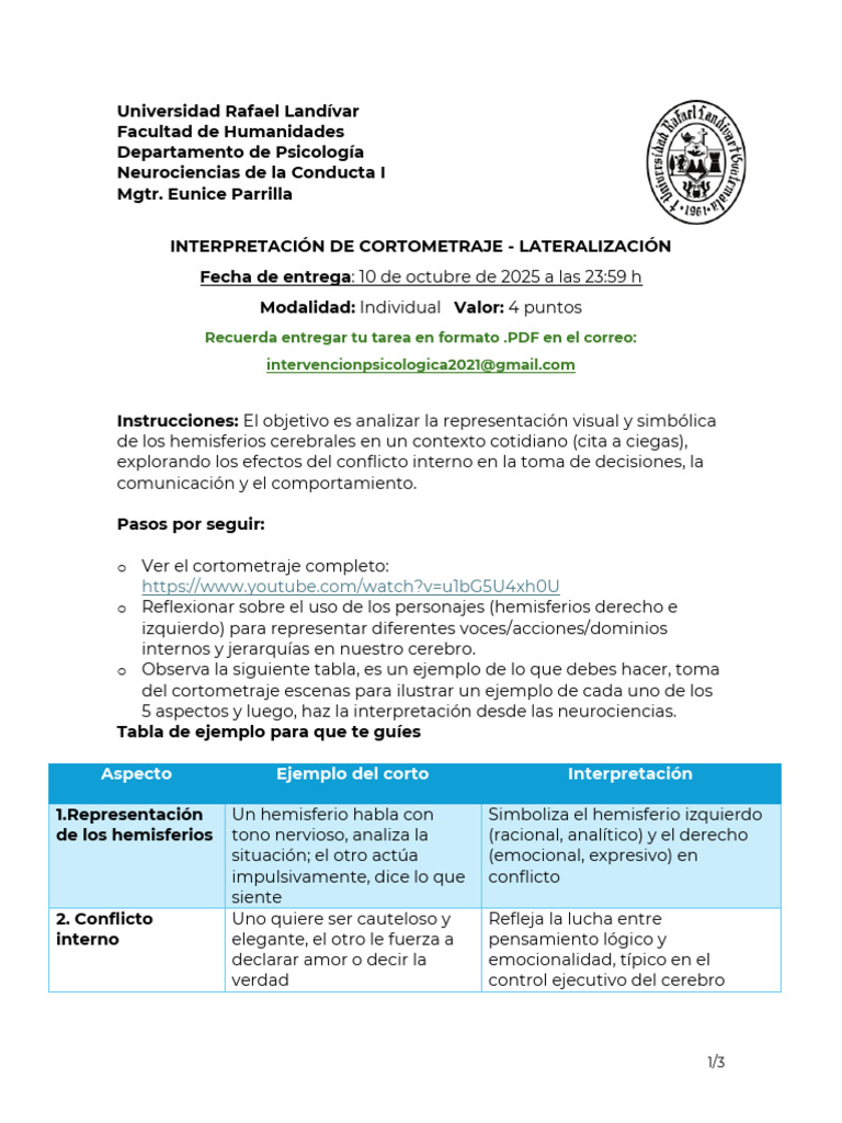 ESCUINTLA - Plantilla Tarea Lateralización | PDF | Las emociones ...