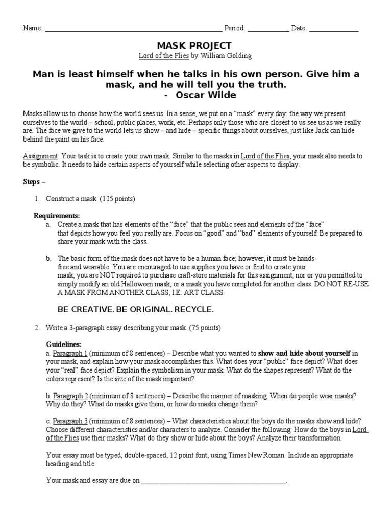 Final Mask Project | PDF | Mask | Paragraph