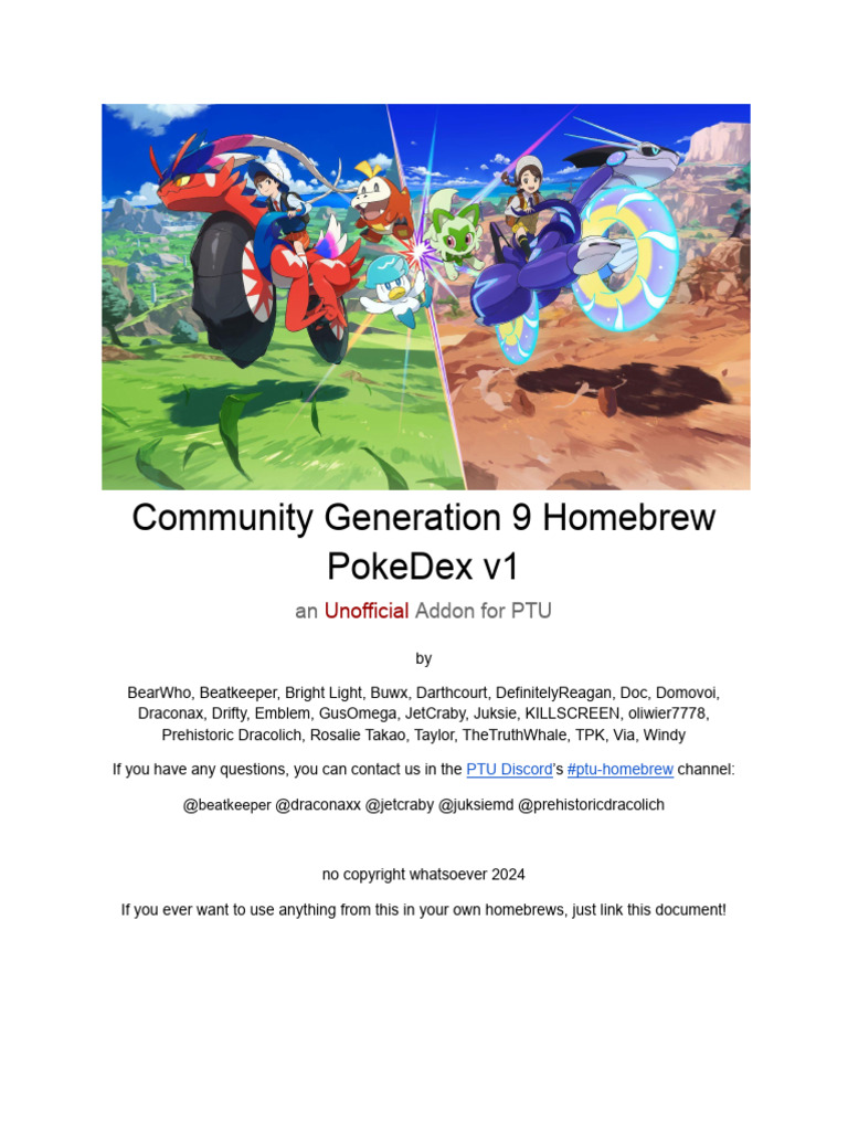 Gen 9 Pokémon Homebrew for PTU | PDF | Blade