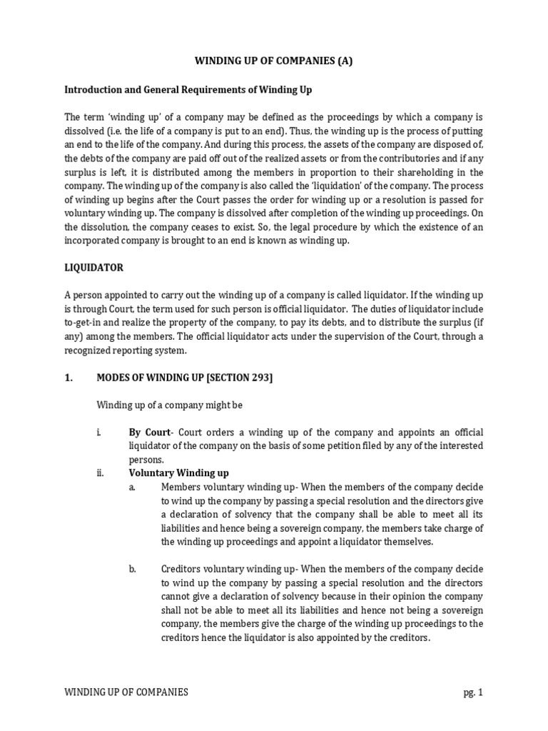 Company Winding Up Process Explained | PDF | Liquidation | Private Law