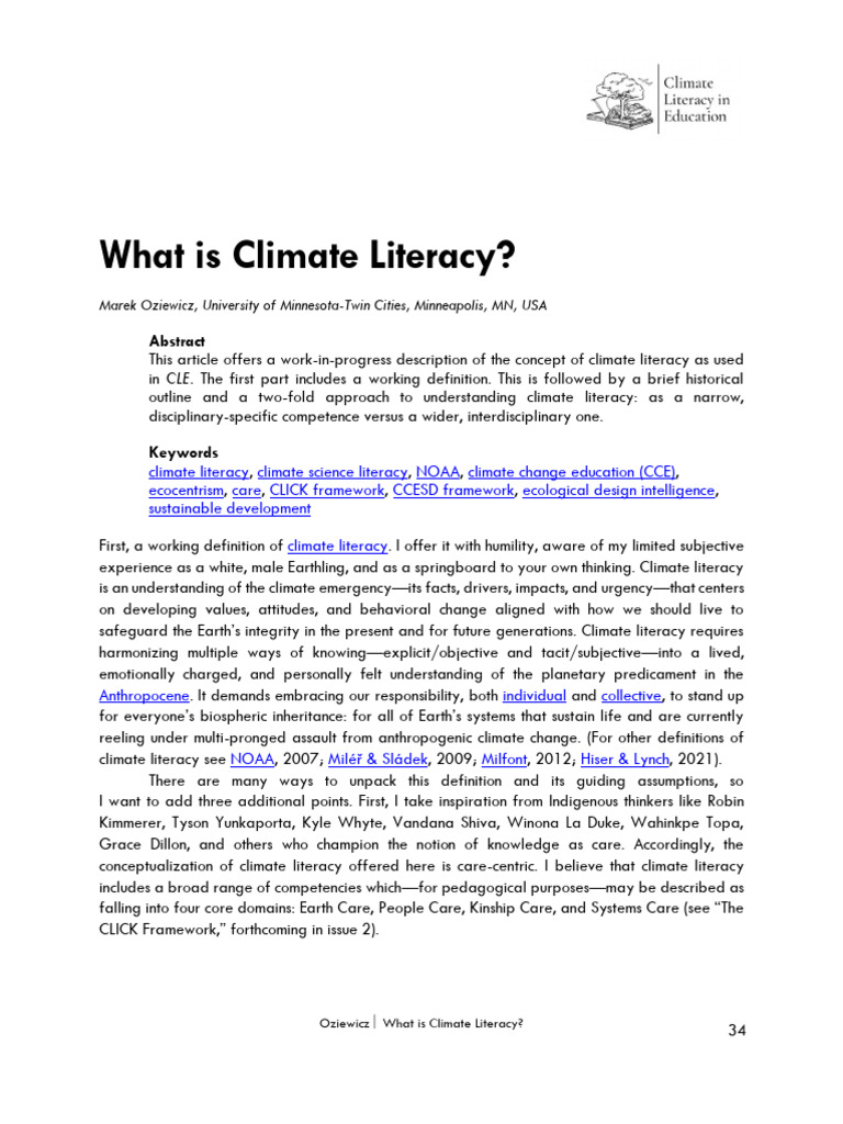 Oziewicz CLE 1.1 | PDF | Science | Literacy